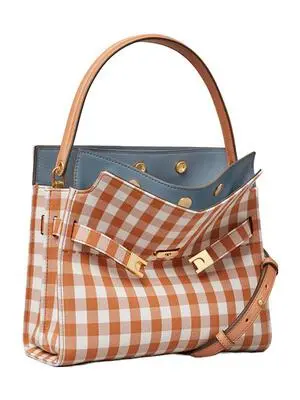 Tory Burch Small Lee Radziwill Double Bag Ochre Gingham