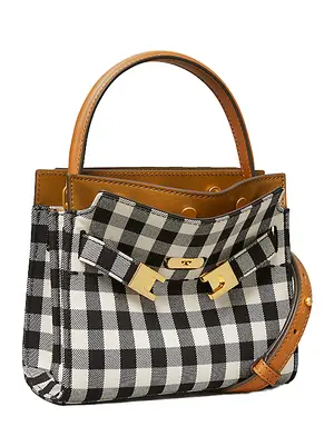 Tory Burch Petite Lee Radziwill Double Bag Black/new Ivory Gingham