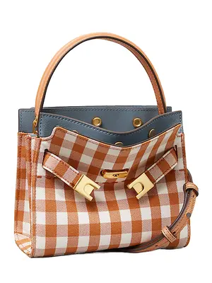 Tory Burch Petite Lee Radziwill Double Bag Ochre Gingham