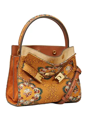 Tory Burch Petite Lee Radziwill Double Bag Sunset Bonfire