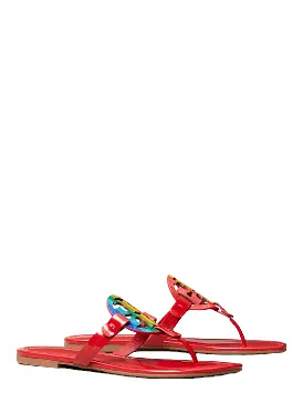 Tory Burch Miller Printed Patent Sandal Bright Rainbow/ruby Red