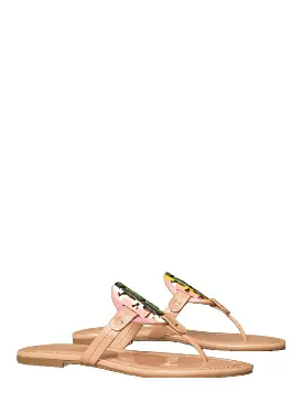 Tory Burch Miller Printed Patent Sandal Pastel Rainbow/natural Vachetta