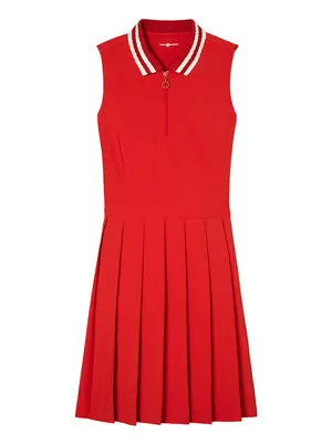 Tory Burch PERFORMANCE PLEATED COLLAR GOLF DRESS Gala Red