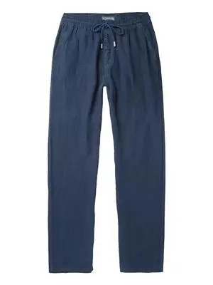Vilebrequin Pacha Wide-leg Linen Trousers - Blue