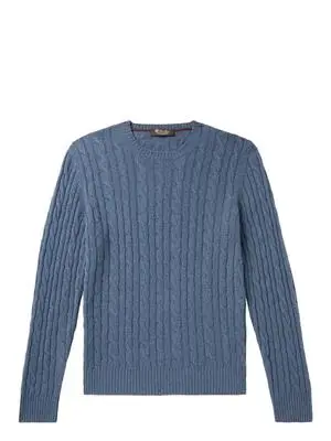 Loro Piana Slim-fit Cable-knit Baby Cashmere Sweater - Blue
