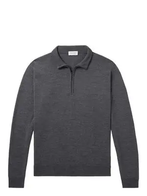 John Smedley John Smedley Tapton Merino Wool Half-Zip Sweater Gray