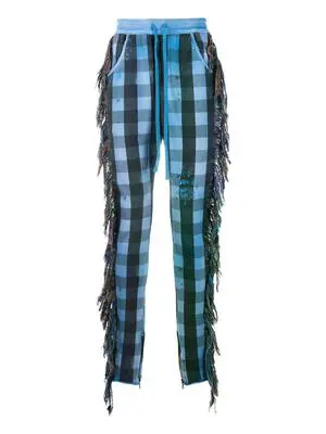 ALCHEMIST Alchemist Fringe-Trim Checked Trousers