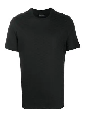 Emporio Armani Plain Textured T-shirt - Black
