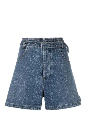 MSGM Paint-splatter Print Denim Shorts - Blue