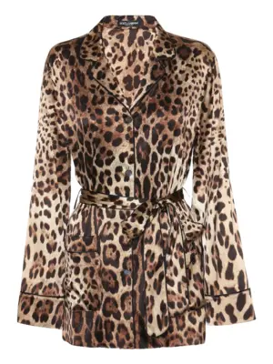 Dolce & Gabbana Leopard-print Silk-blend Top - Beige