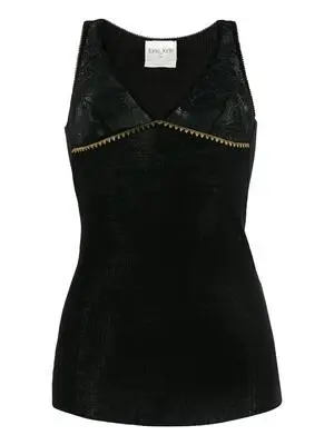 FORTE_FORTE Lace Panel Tank Top - Black