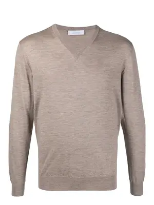CRUCIANI Long-sleeve V-neck Jumper - Neutrals