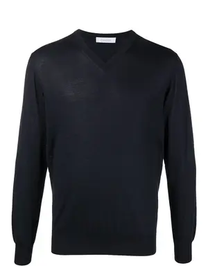 CRUCIANI Long-sleeve V-neck Jumper - Blue
