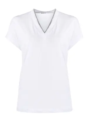Brunello Cucinelli V-neck T-shirt - White