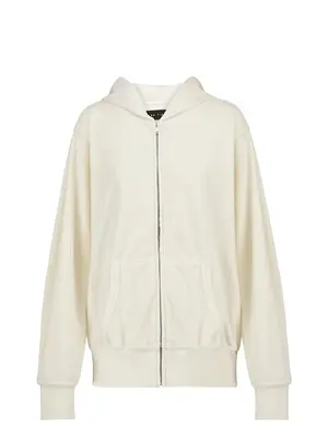 LES TIEN Velour Hooded Sweatshirt - White