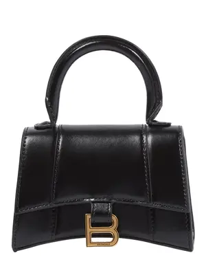 Balenciaga Hourglass Mini Leather Crossbody Bag - Black