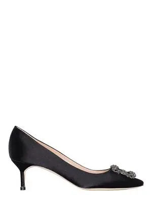 Manolo Blahnik Hangisi Crystal-buckle Heeled Pumps - Black