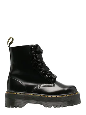 Dr. Martens Molly Leather Platform Boots - Black