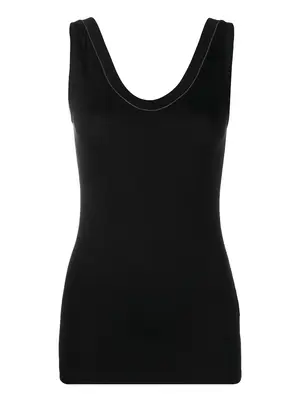 Brunello Cucinelli Scoop Neck Sleeveless Top - Black