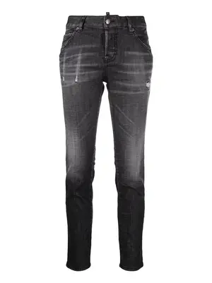 Dsquared2 Distressed-effect Logo-patch Denim Jeans - Black