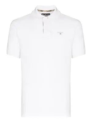 Barbour Tartan Trim Cotton Piqué Polo Shirt - White