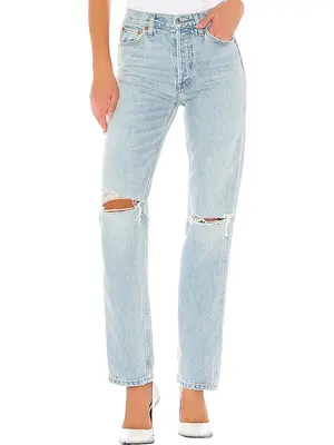 RE/DONE Originals High Rise Loose Jeans - Bleach Destroy