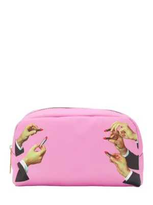 SELETTI Lipstick Print Makeup Bag - Pink