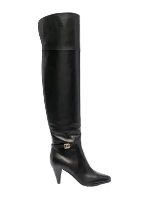 Dolce & Gabbana Dg Buckle Knee-length Boots - Black