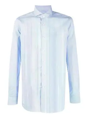 XACUS Spread-collar Cotton Shirt - Blue