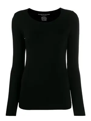 Majestic Filatures Fitted Long Sleeve Top - Black
