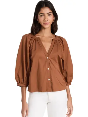 Staud Button-down Top - Tan