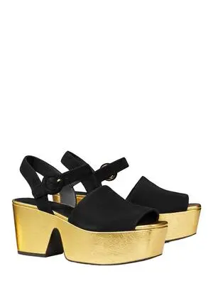Tory Burch Platform Sandal - Perfect Black/champagne