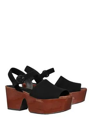 Tory Burch Platform Sandal - Perfect Black/plum