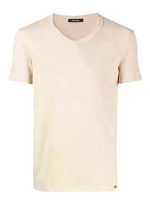 TOM FORD V-neck Short-sleeve T-shirt - Neutrals