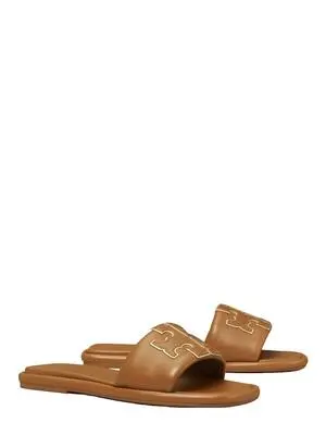 Tory Burch Double T Slide - Bourbon Miele/gold