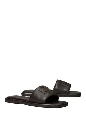 Tory Burch Double T Leather Slide Cocoa