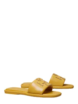 Tory Burch Double T Leather Slide Golden Sunset/spark Gold