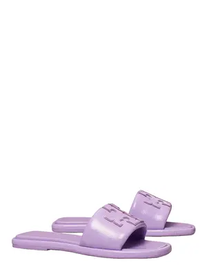 Tory Burch Double T Leather Slide Lavender Cloud