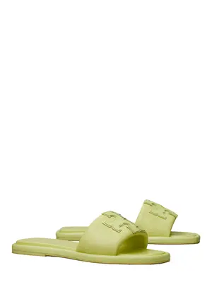 Tory Burch Double T Leather Slide Lime Leaf