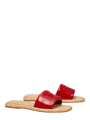 Tory Burch Double T Leather Slide Tory Red