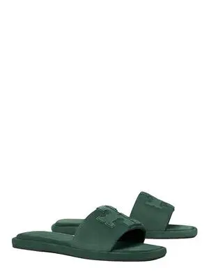 Tory Burch Double T Leather Slide Warm Teal/warm Teal