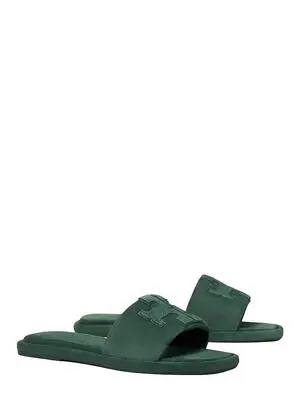 Tory Burch Double T Leather Slide - Warm Teal/warm Teal