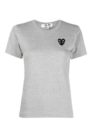 Play Comme Des Garcon Logo-embroidered T-shirt - Grey