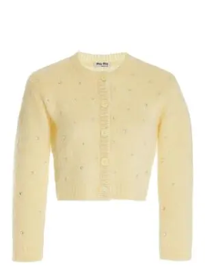 Miu Miu - Diamante Embroidered Mohair-Blend Cardigan