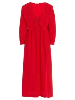 Miu Miu Satin Sable Midi Dress - Red