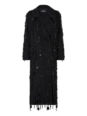 Dolce & Gabbana Bead-embellished Double-breasted Coat - Black
