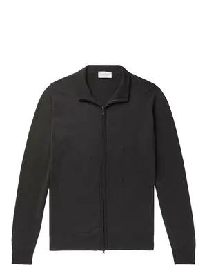 John Smedley Merino Wool Zip-up Cardigan - Black