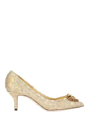 Dolce & Gabbana Embellished Lace Pumps - Gold