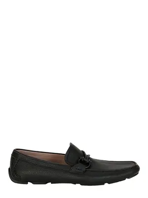 FERRAGAMO Front 4 Leather Drivers - Black