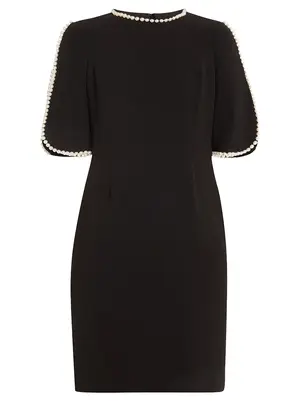 Rickie Freeman For Teri Jon Pearl Trimmed Sheath Dress - Black
